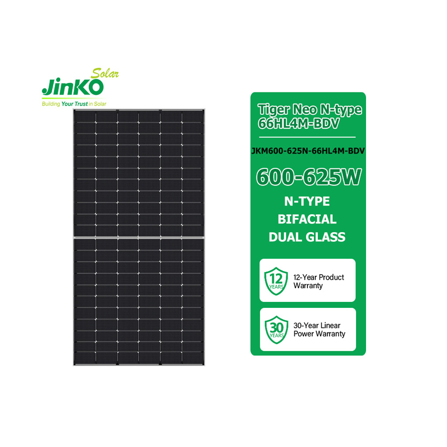 Jinko Solar Panels - 600W to 625W Bifacial Efficiency