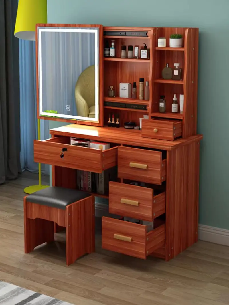 Bedroom Furniture Modern Luxury White Black Vanity Desk Set Led Light ...