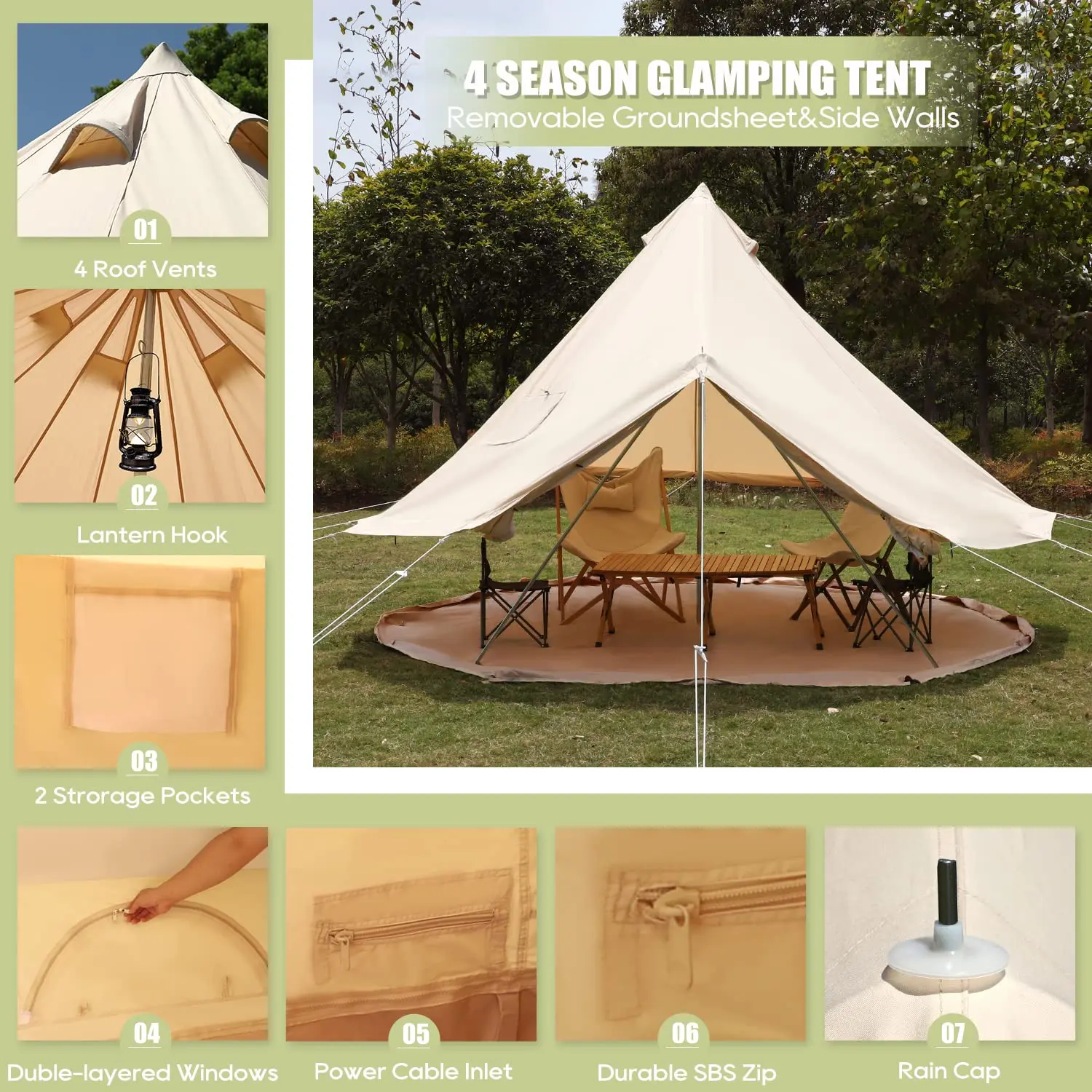 Custom Luxurious Tent Canopy Bells Tents 3m 4m 5m 6m Emperor Yurt ...