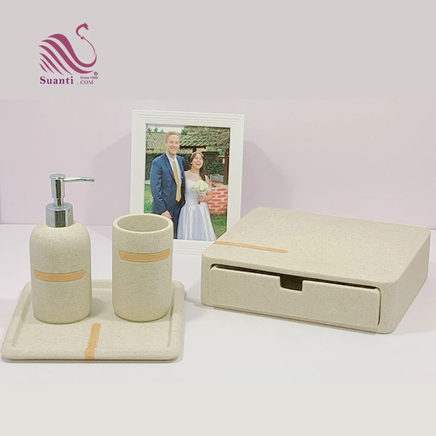 Suanti New Arrival 2019 Polystone Bath Customized Bathroom Accessories ...