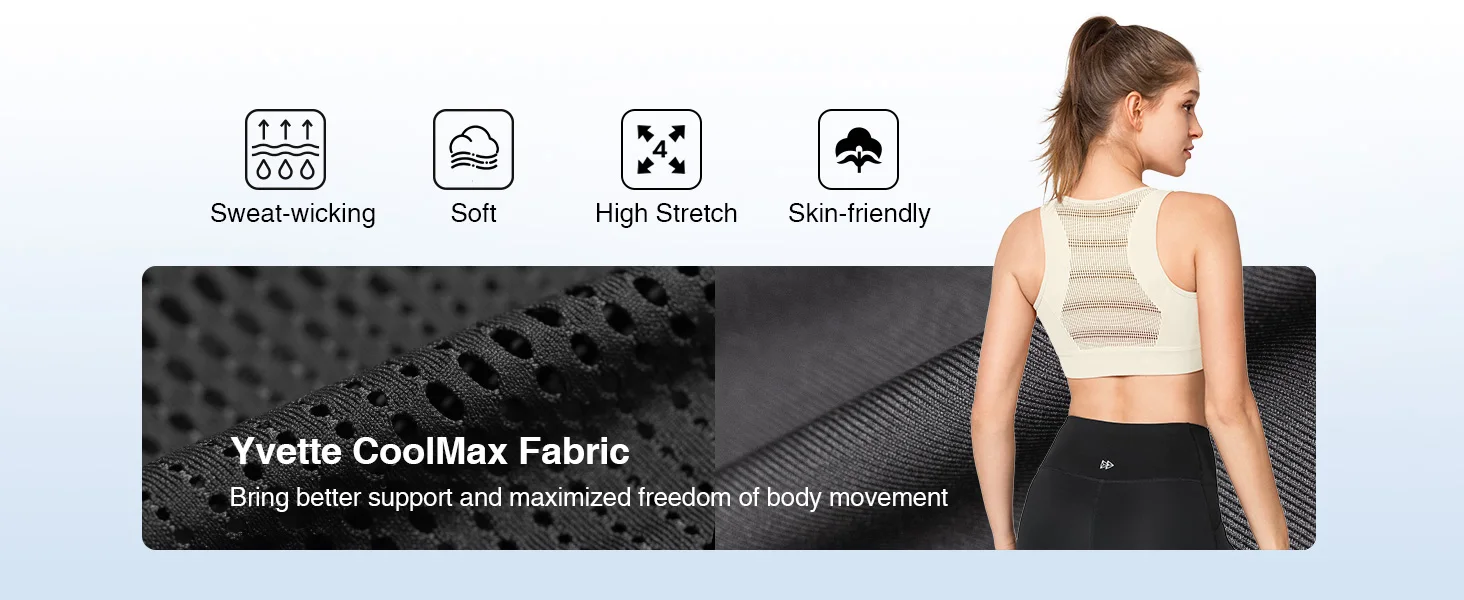 Yvette Breathable Front Closure Sports Bras for Women High Support ...