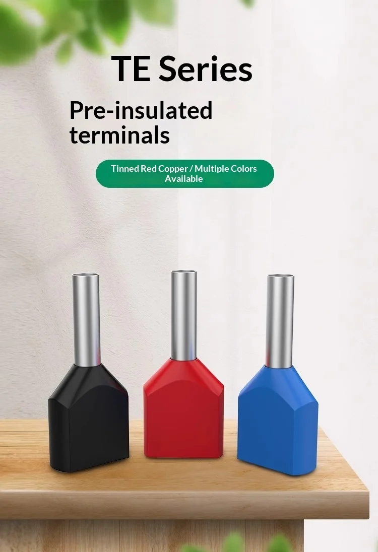 TE Double-Wire Tube Terminal European-Style Pre-Insulated Pin-Type Cold ...