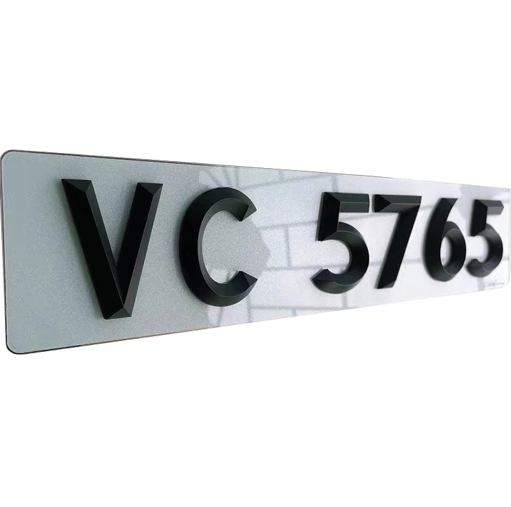 52x11cm Custom Acrylic Car Number Plates - Reflective & Durable