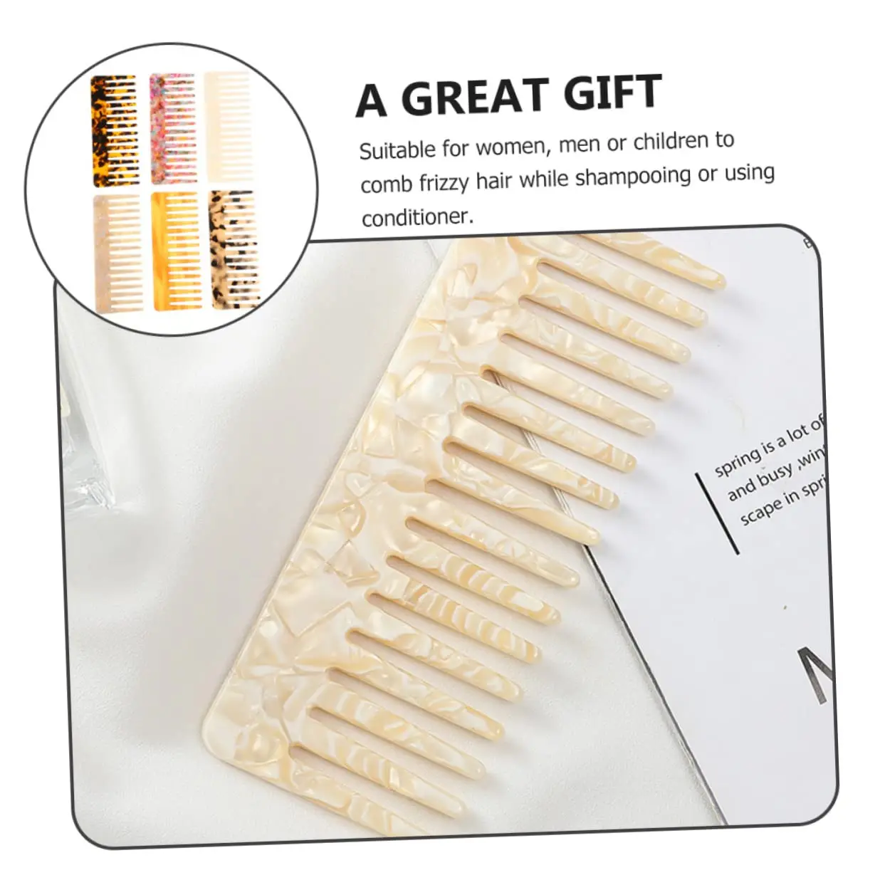 2023 Hot Selling Custom Logo 4MM Wide Tooth Comb Cellulose Acetate