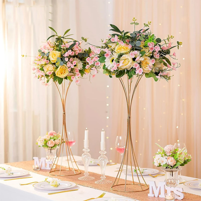 Gold Geometric Wedding Iron Flower Stand Wedding Centerpieces Table ...