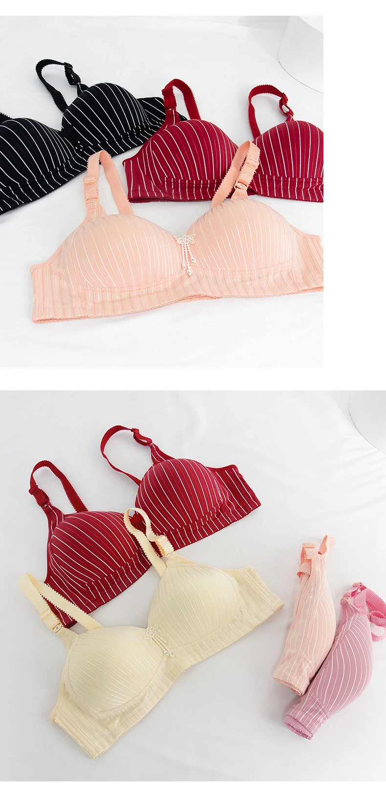 Nylon Brassiere Stripe Pattern Big Size Bra Gran Taza Sujetador Big Cup ...