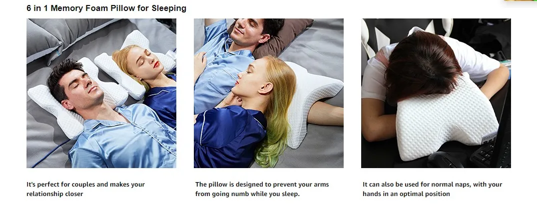 Arm Pillow For Sleeping,Memory Foam Couple Pillow Arch Cuddle Pillow ...