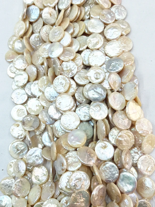 18mm Natural Flat Coin Freshwater Pearls Loose White Large Thick ...