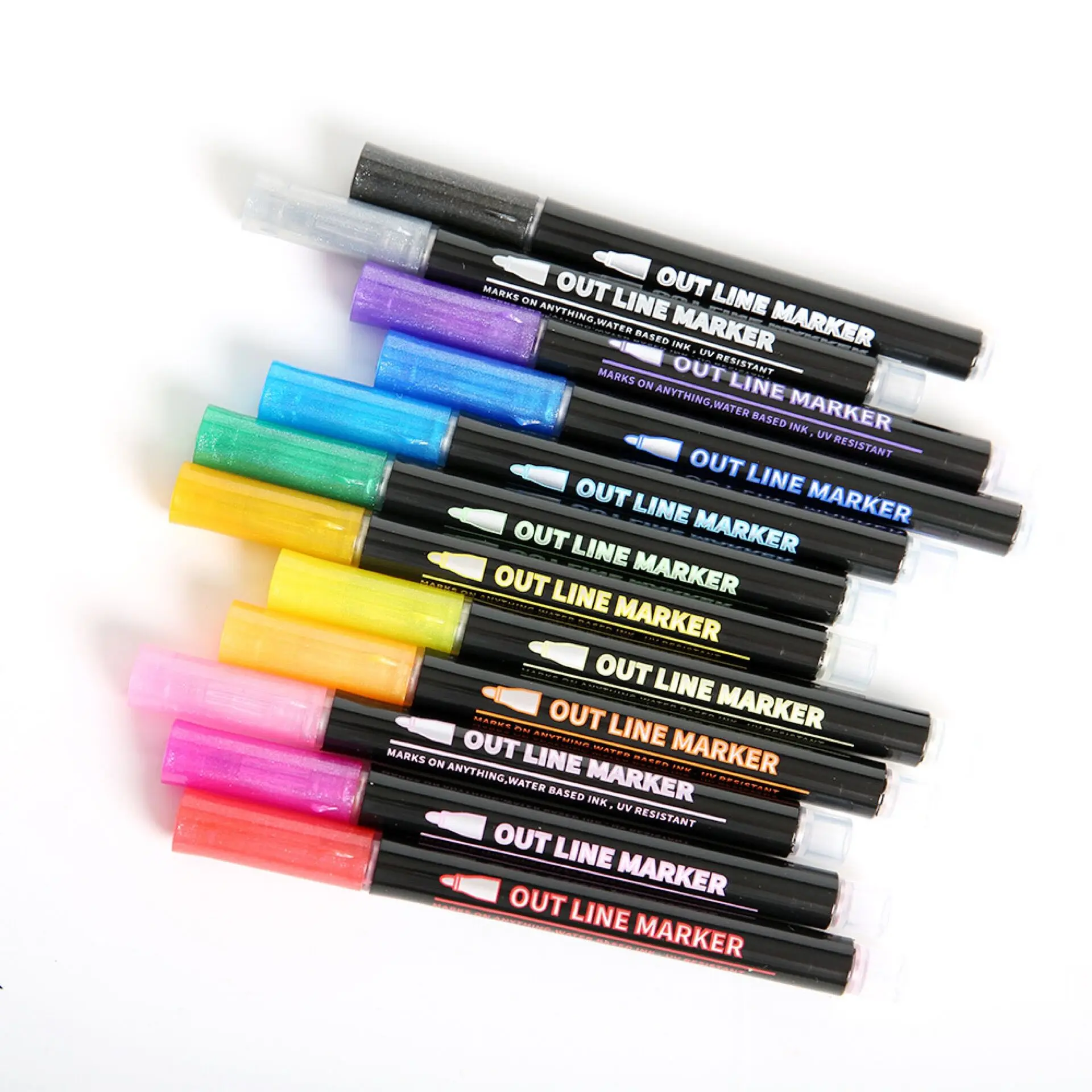 New Design 12 Colors Double Line Marker Pen Set Outline Markers For ...