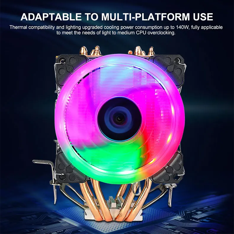 RGB 120mm CPU Cooler Computer Gaming PC Fans Sync for Motherboard ...