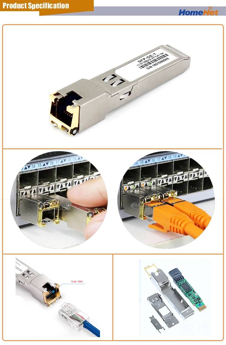 10/100/1000 Base-t Copper 100m Sfp Housing Rj45 Sfp Modules - Buy Rj45 ...