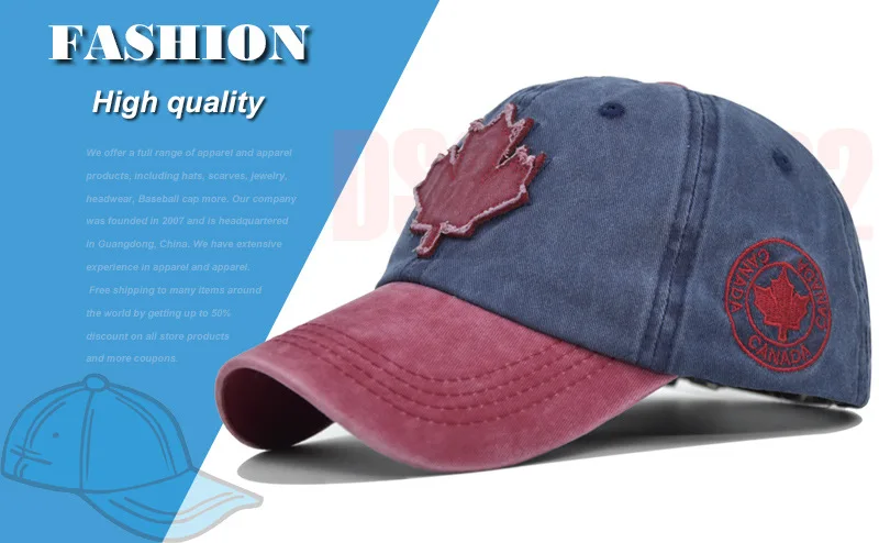 Old-Style Canadian Maple Leaf Embroidered Baseball Cap Versatile High ...