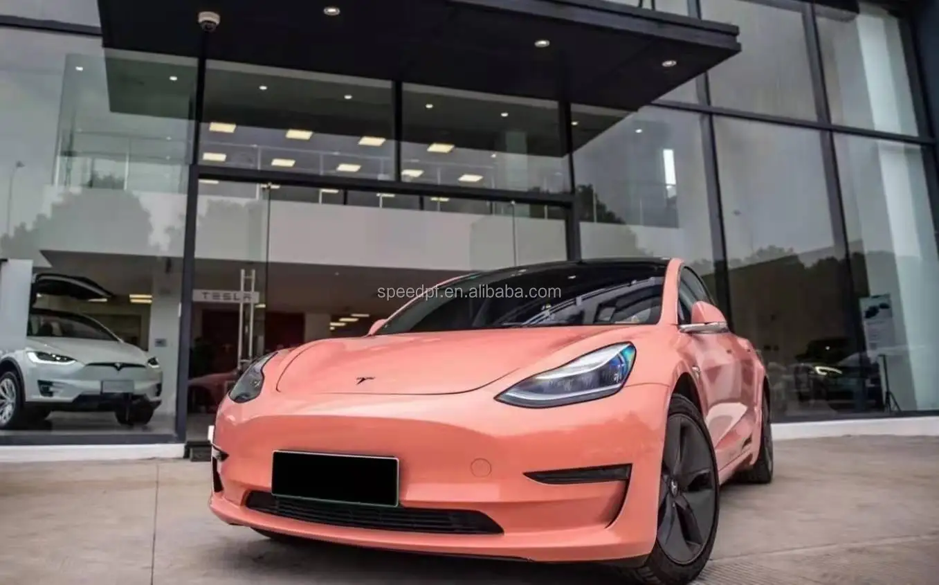 New Arrival Highlight Glossy Crystal Peach Pink Car Body Wraps Vinyl ...