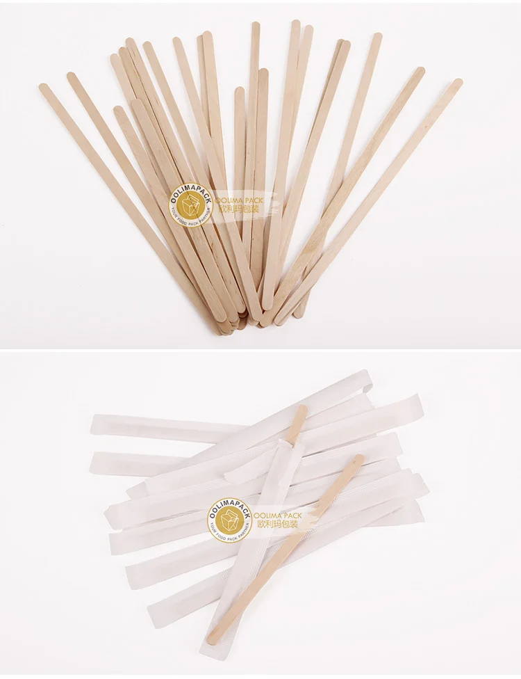 140MM Individual Paper Wrapped Disposable Wooden Stirrer