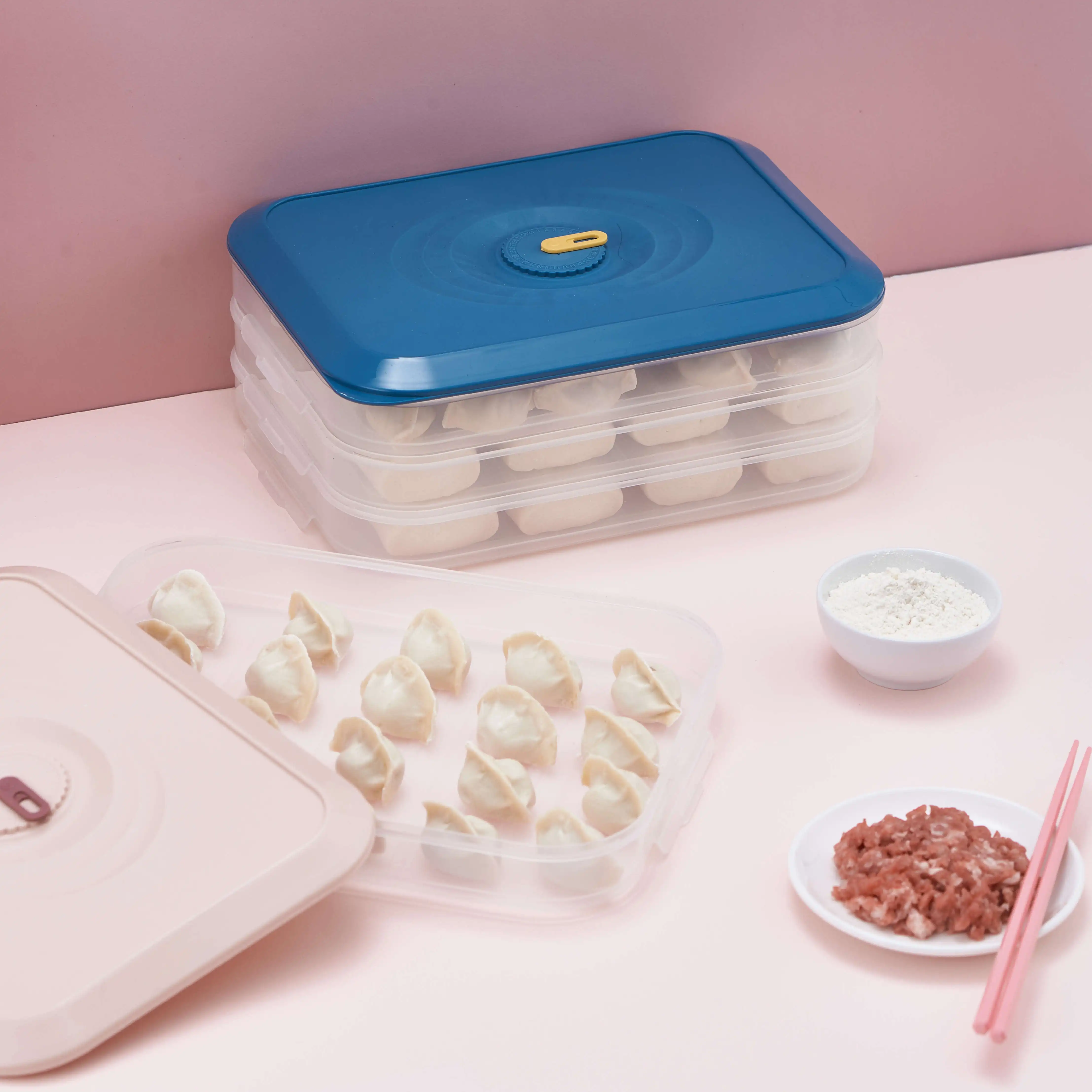 Stackable Plastic Refrigerator Dumpling Storage Box Food Storage ...