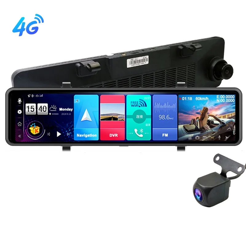 4g Android 8.1 Car Dvr Backup Camera 12 Inch Fhd 1080p Stream Media ...