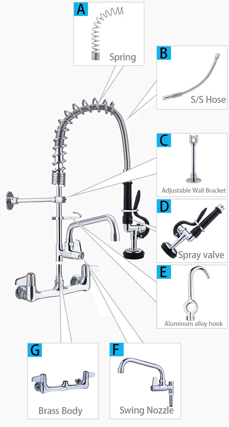 Pds Commercial Hotel Kitchen Faucet Dishwasher With Hot And Cold Multi ...