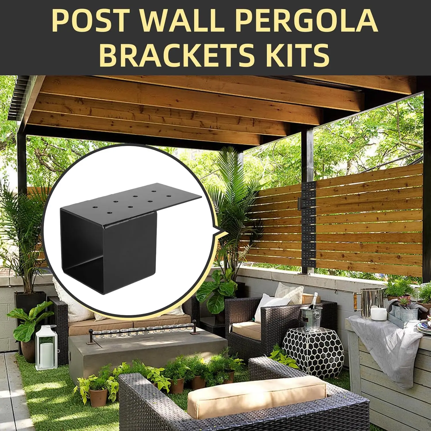Pergola Brackets - Durable Wall Mount Kit for 4x4 Posts