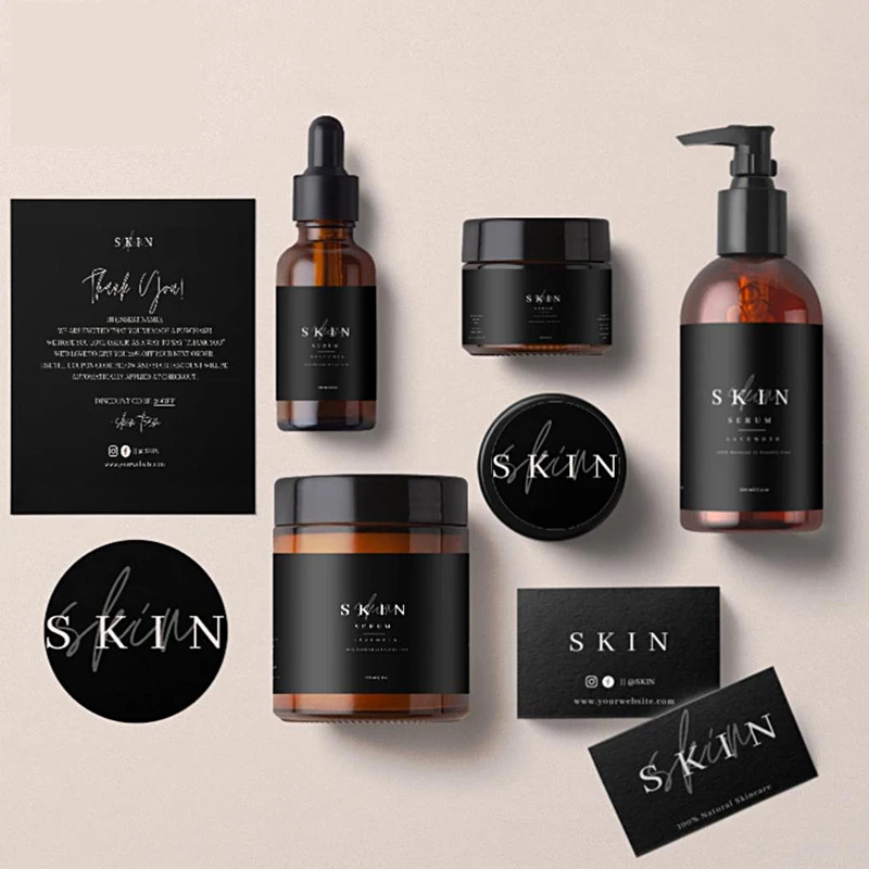 Custom Printed Cosmetic Bottle Labels - Adhesive Stickers