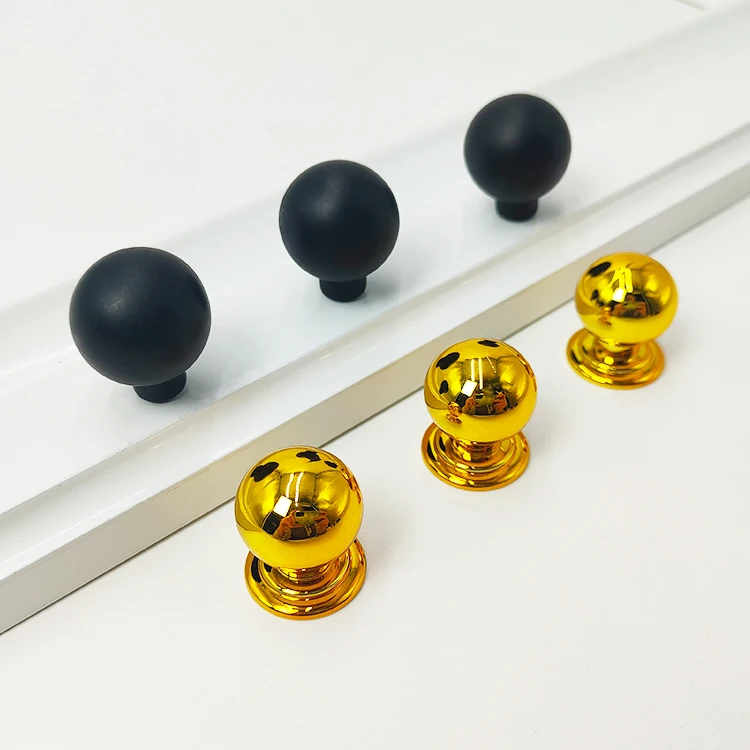Black Round Plastic Knobs Gold Ball-shaped Hammered Handle For ...