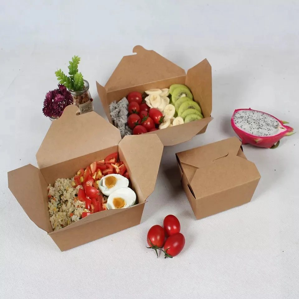 Disposable Kraft Paper Lunch Box Food Packing Box - Buy Lunch Box Food ...