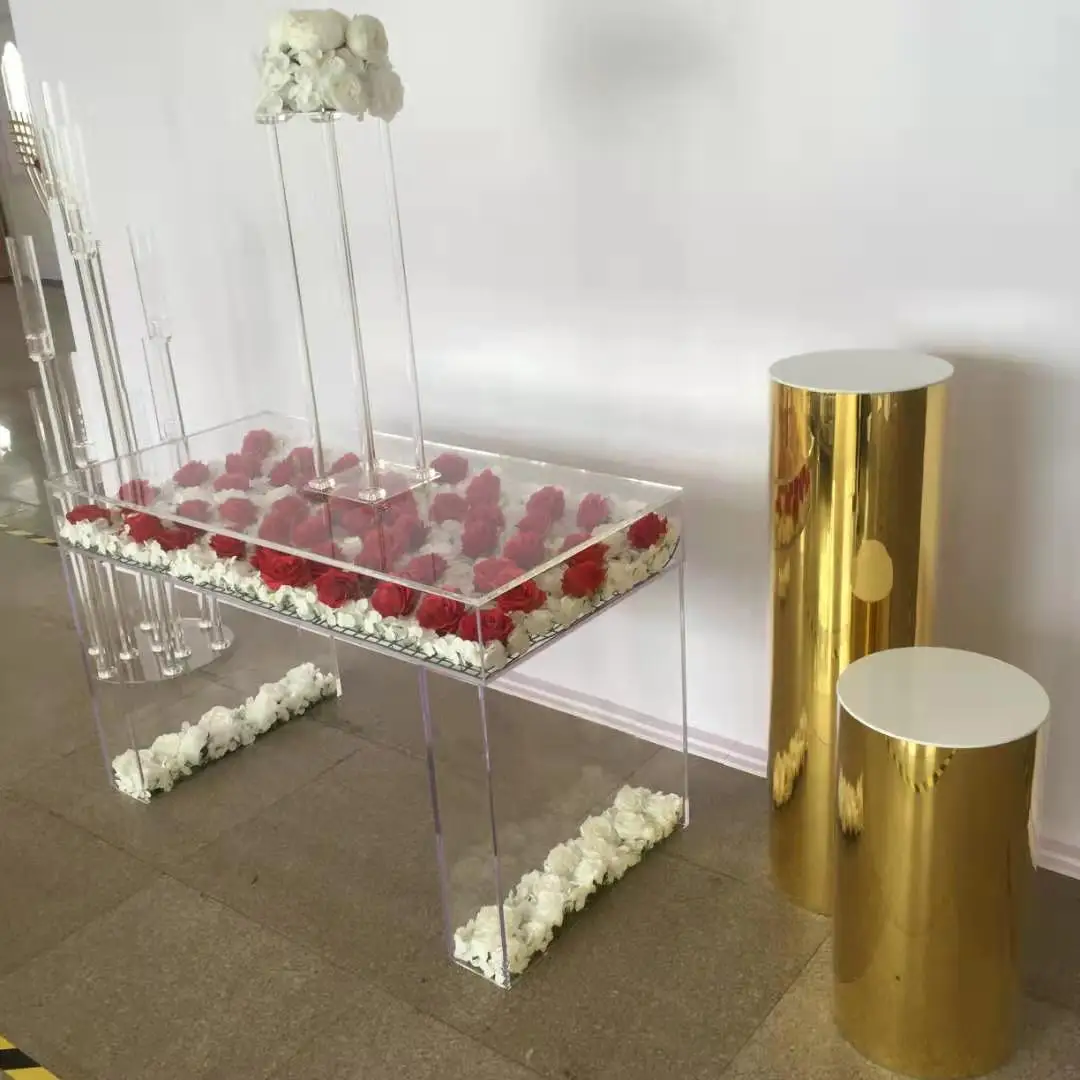 Cheap Rectangular Legs Transparent Acrylic Dining Table