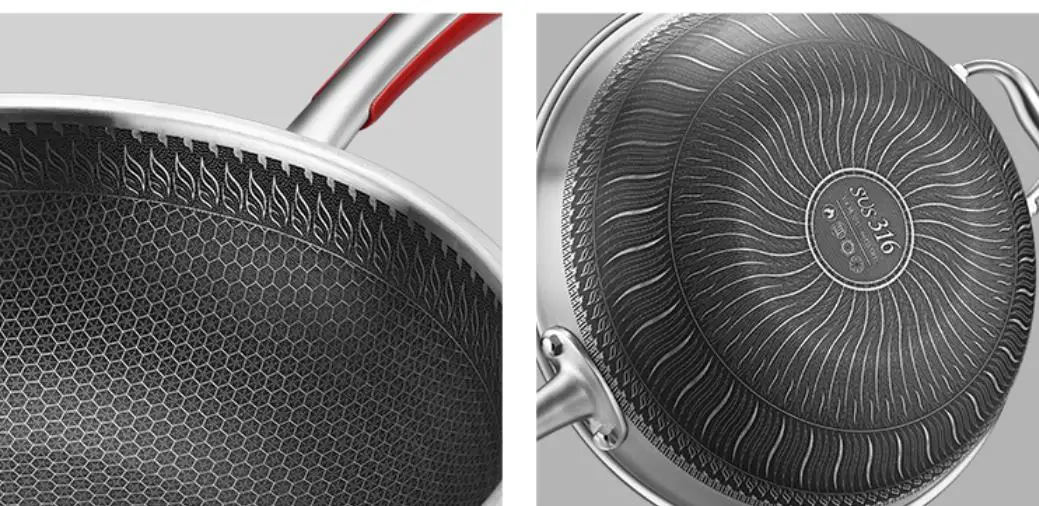 316 Cookware Stainless Steel Wok Honeycomb Non-stick Pan Wok - Buy Stainless Steel Honeycomb ...