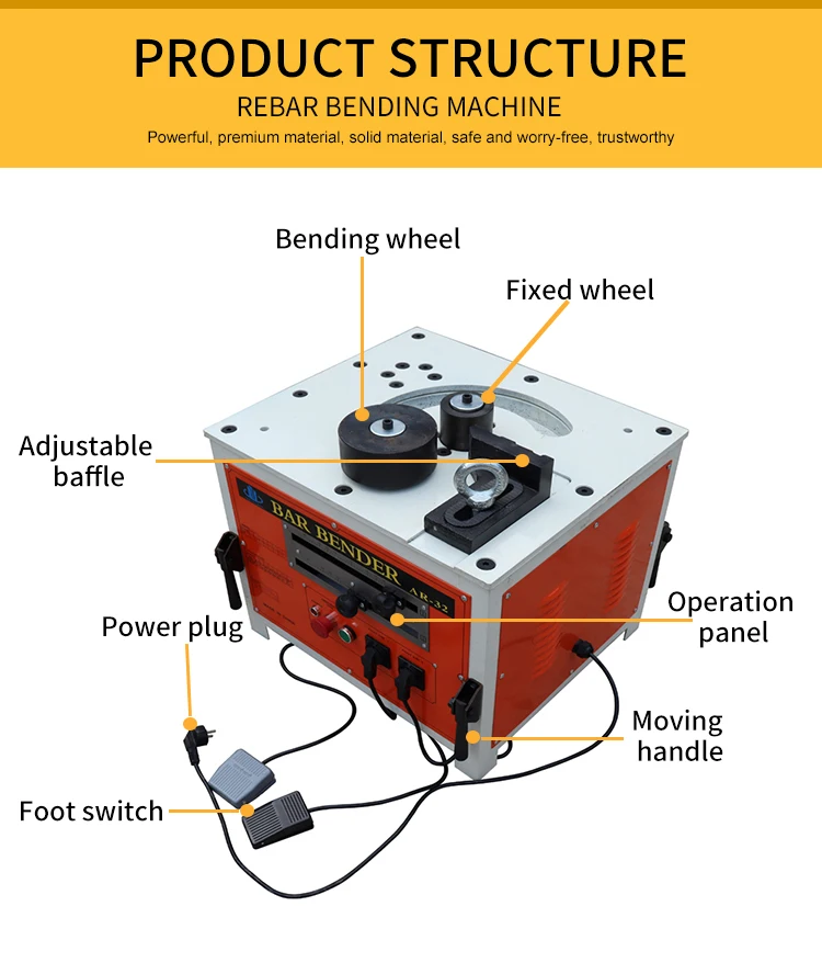 Manual Control 220V Rebar Bending Machine - High Productivity