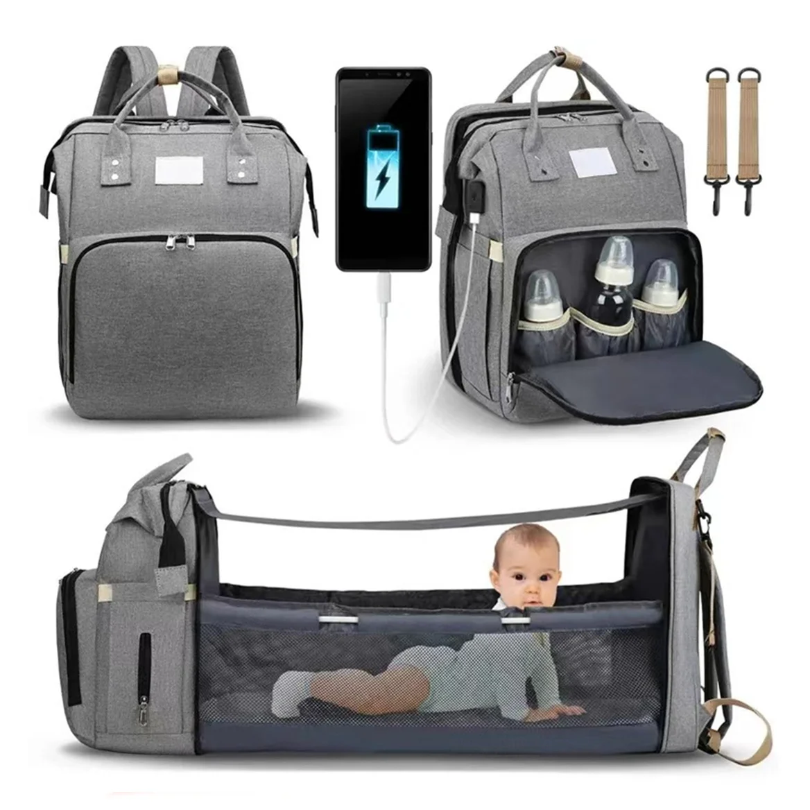 Sw Custom Multifunctional Portable Large Mom Diaper Bag Foldable Travel ...