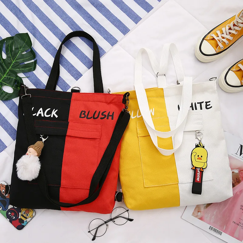 New Design Korean Style Trend Eco Friendly Canvas Zippered Tot Bag With ...