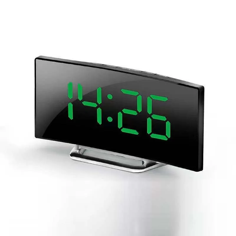 Modern Curved Design Digital Conspicuous LED Numbers Alarm Clock