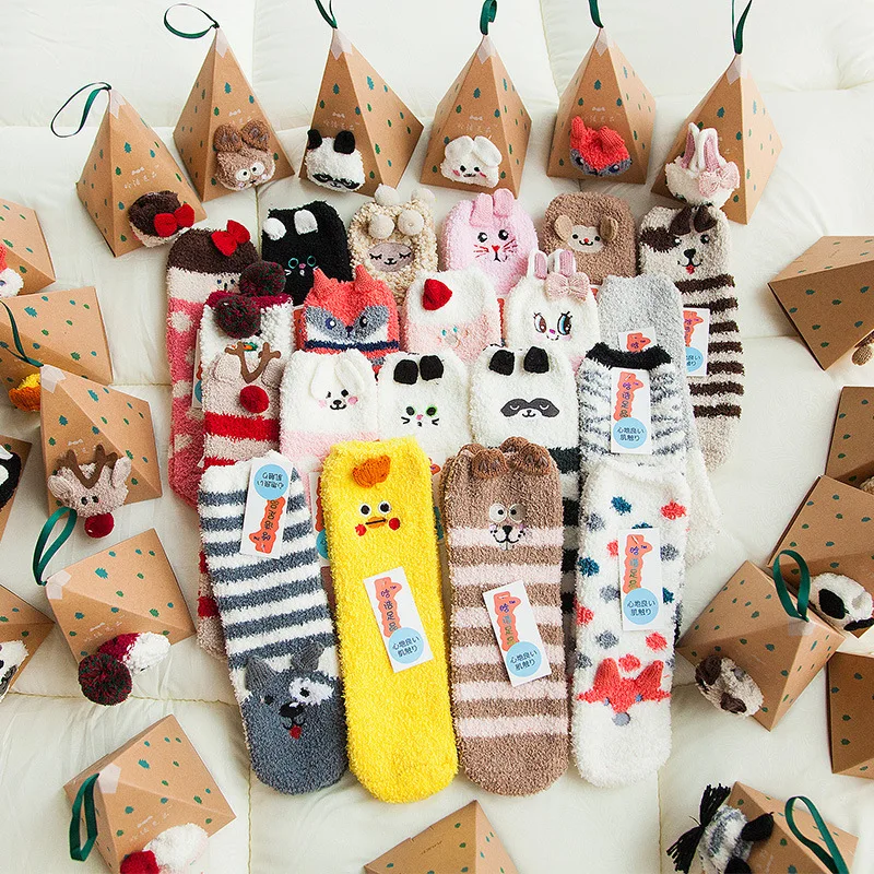 Wholesale Cute Winter Animal Socks Gift Box 3d Funny Fluffy Christmas ...