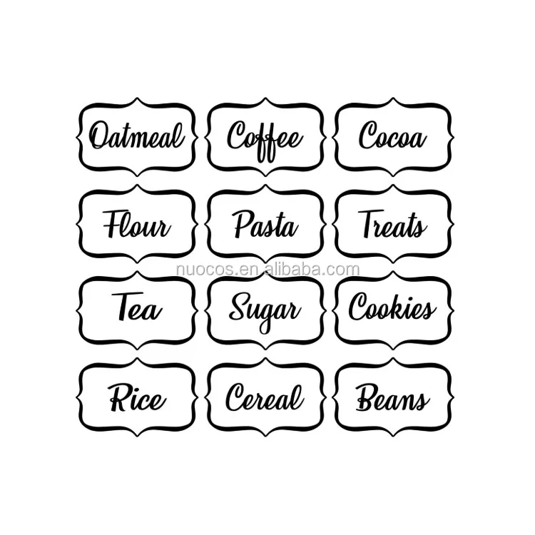 Custom Kitchen Food Organization Container Labels Clear Gloss Pantry ...