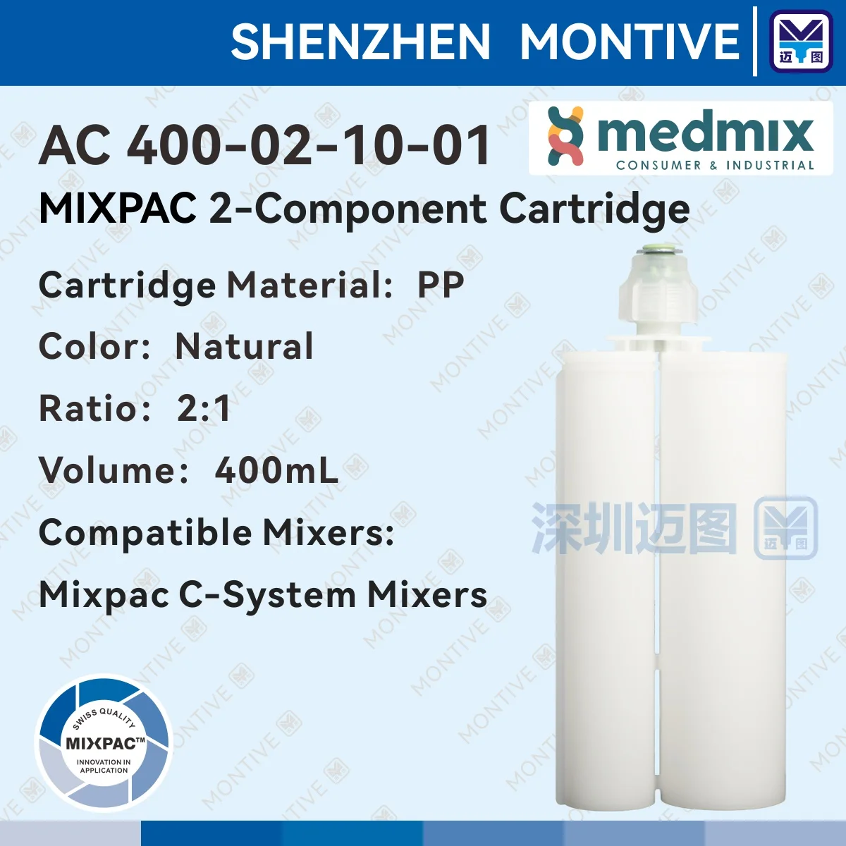 Ac400-02-10-01suizer Mixpac Two-component Cartridge 400ml 2:1 Is ...