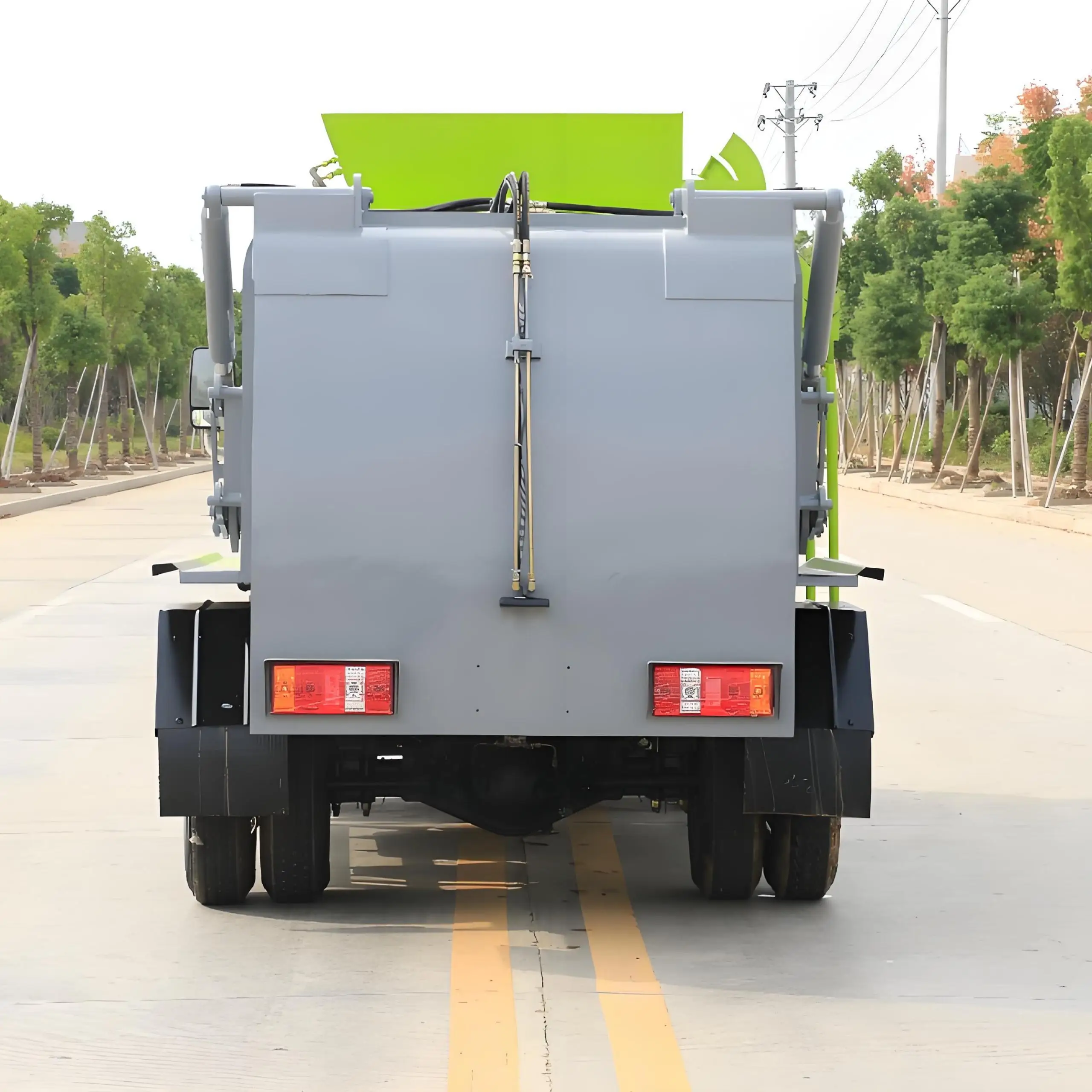 Four-wheel Mobile Kitchen Waste Compactor Garbage Truck Manual Diesel ...