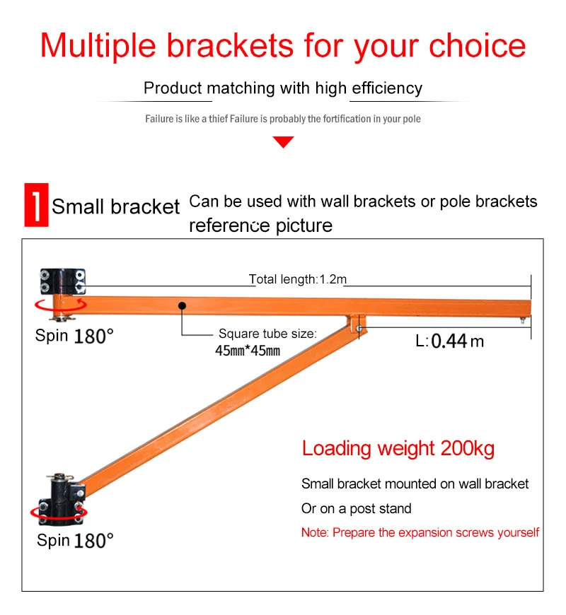 200kg Lifting Equipment Small Portable Wall Bracket Electric Hoist Jib ...