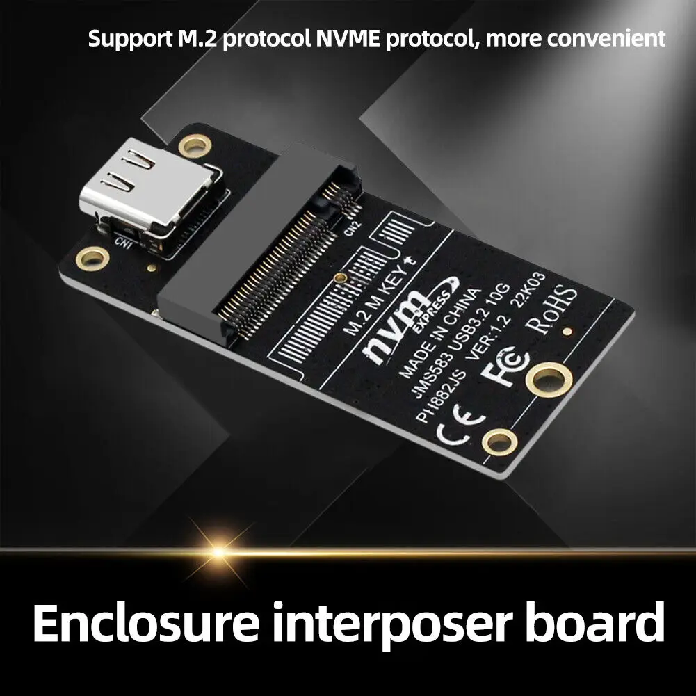 NVME M.2 to Type-C HDD Enclosure Interposer Board JMS583