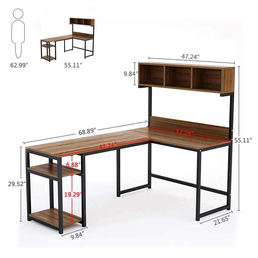 Modern L Shape Home Office Furniture Corner Computer Desks Wood Pc ...