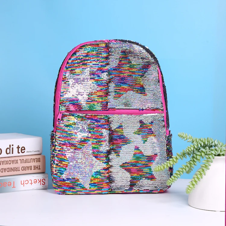 Reversible Sequins Star Backpack For Students Magic Glitter Mermaid ...