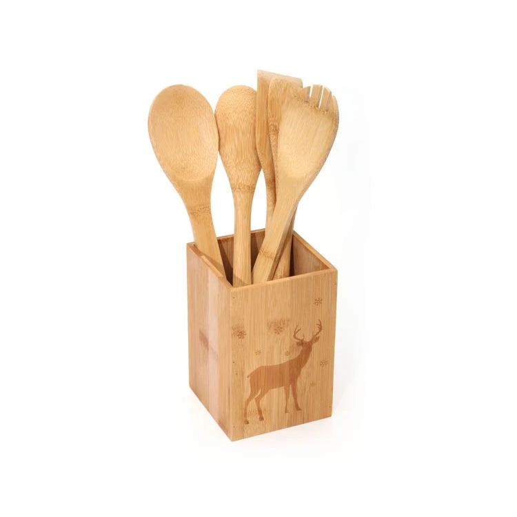 Natural House Cookware Storage Bamboo Laser Kitchen Utensil Holder ...