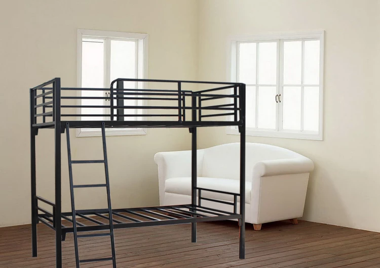Double Deck Metal Bed Frame Steel Worker Twin Bed Twin Over Student ...