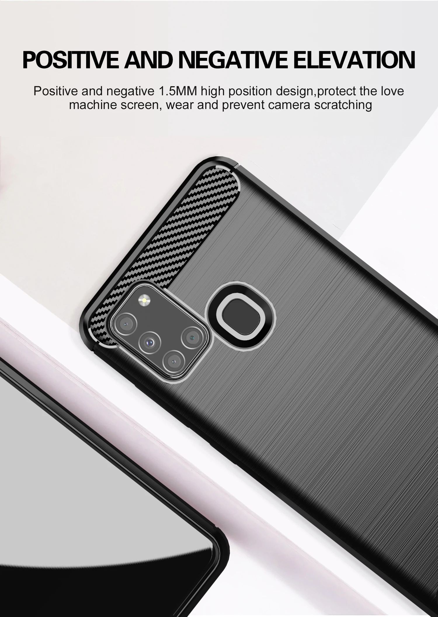 For Samsung Galaxy A21s Carbon Fiber Shockproof Soft Tpu Back Cover Mobile Phone Case For ...