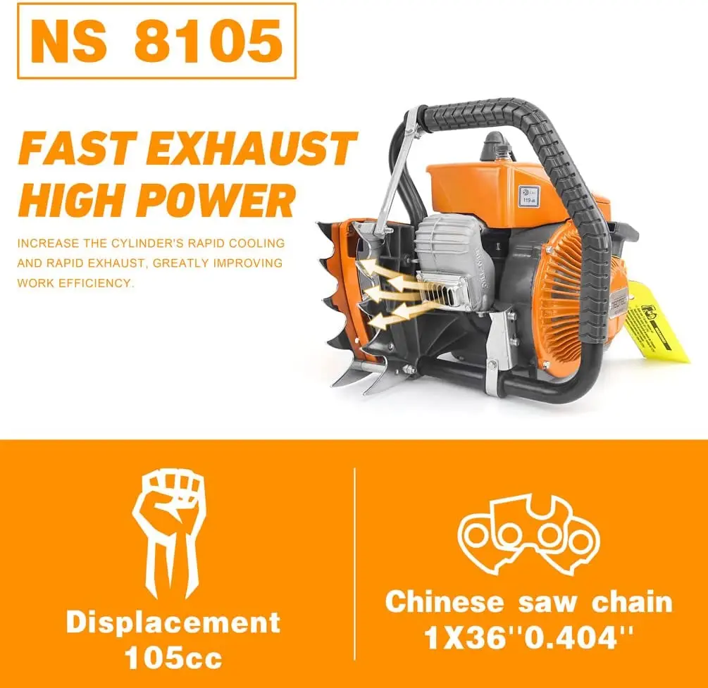 NEOTEC NS8105 105CC Chain Saw - Big Power Professional Cutting Tool