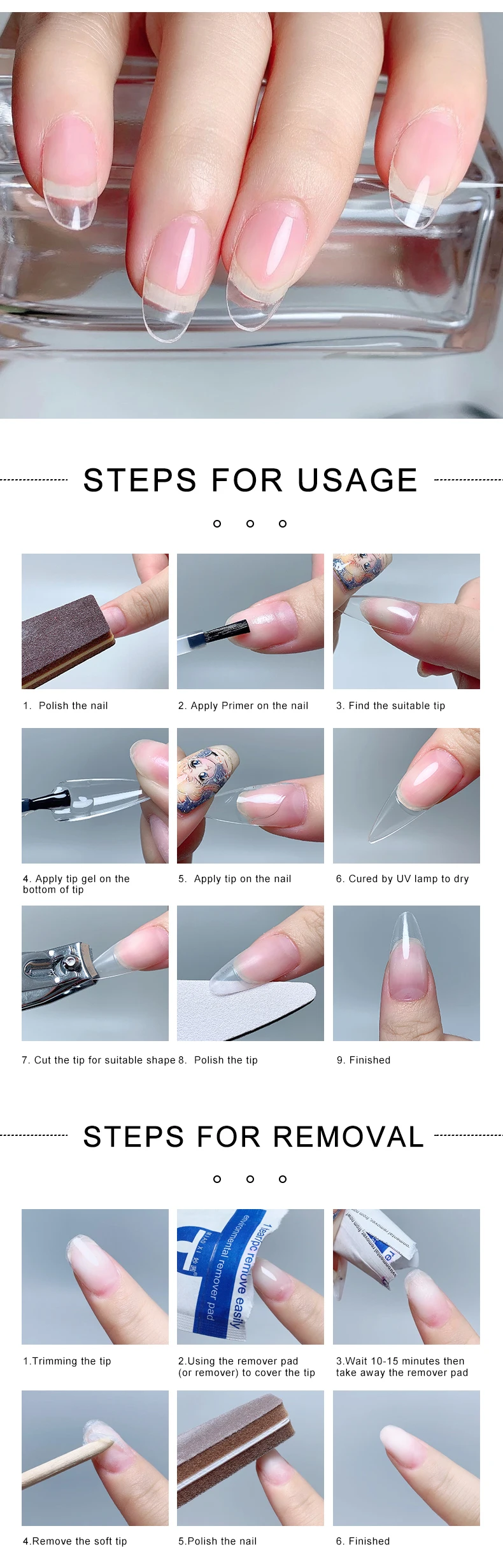 Hot Sell Nail Almond Tips Gelly Tips Gel Polish Almond Medium Nail Gel ...