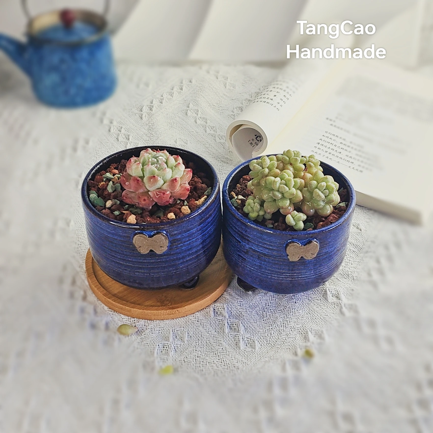 Tangcao Handmade Round Cute Small Clay Succulent Flower Pot Ceramic ...