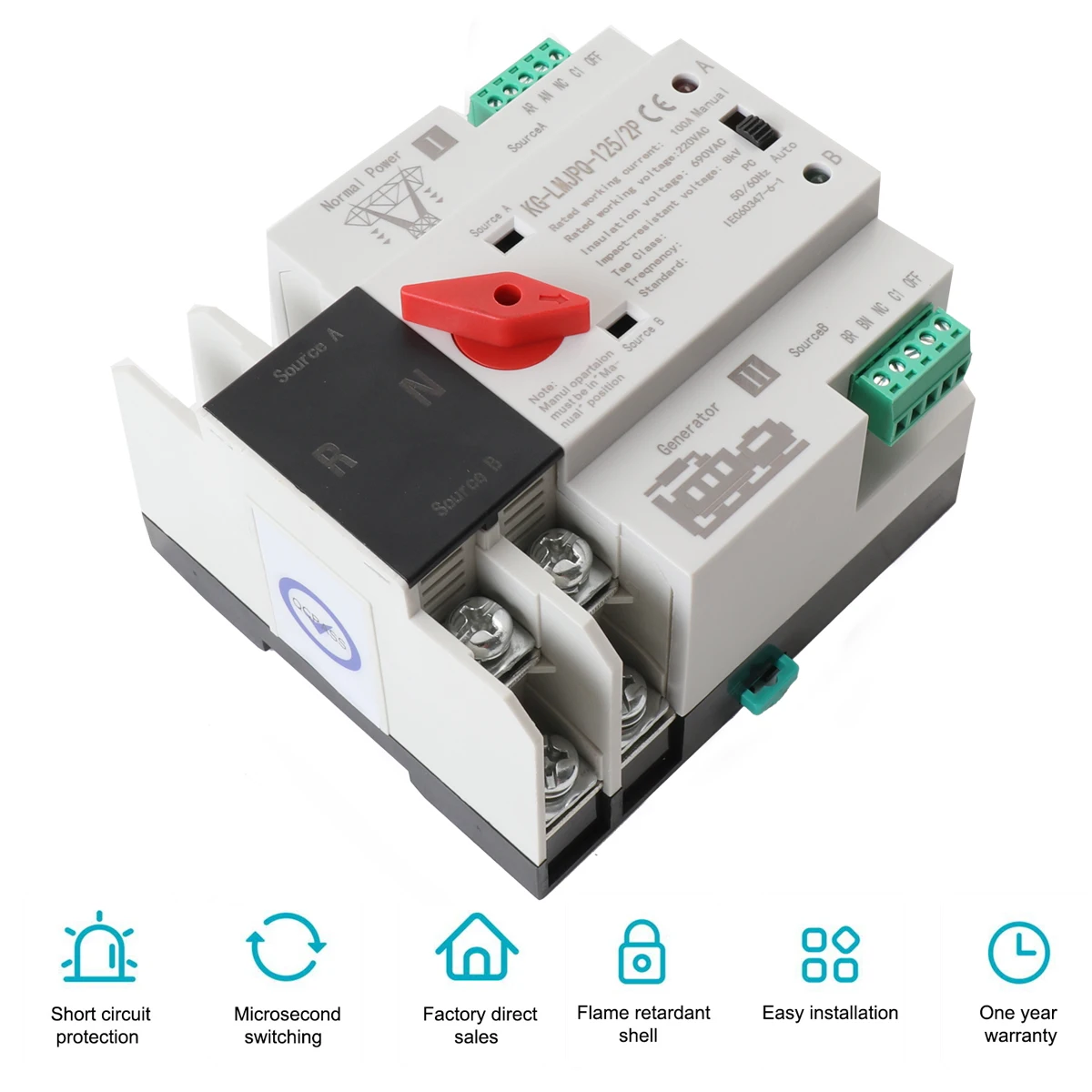 Mini 2p 100a 220v Reliable Din Rail Mounted Dual Power Automatic ...