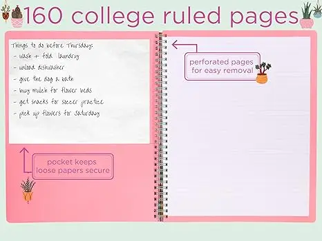 A5 Small Notebooks College Ruled Lined Journal Spiral Flower Notebook ...