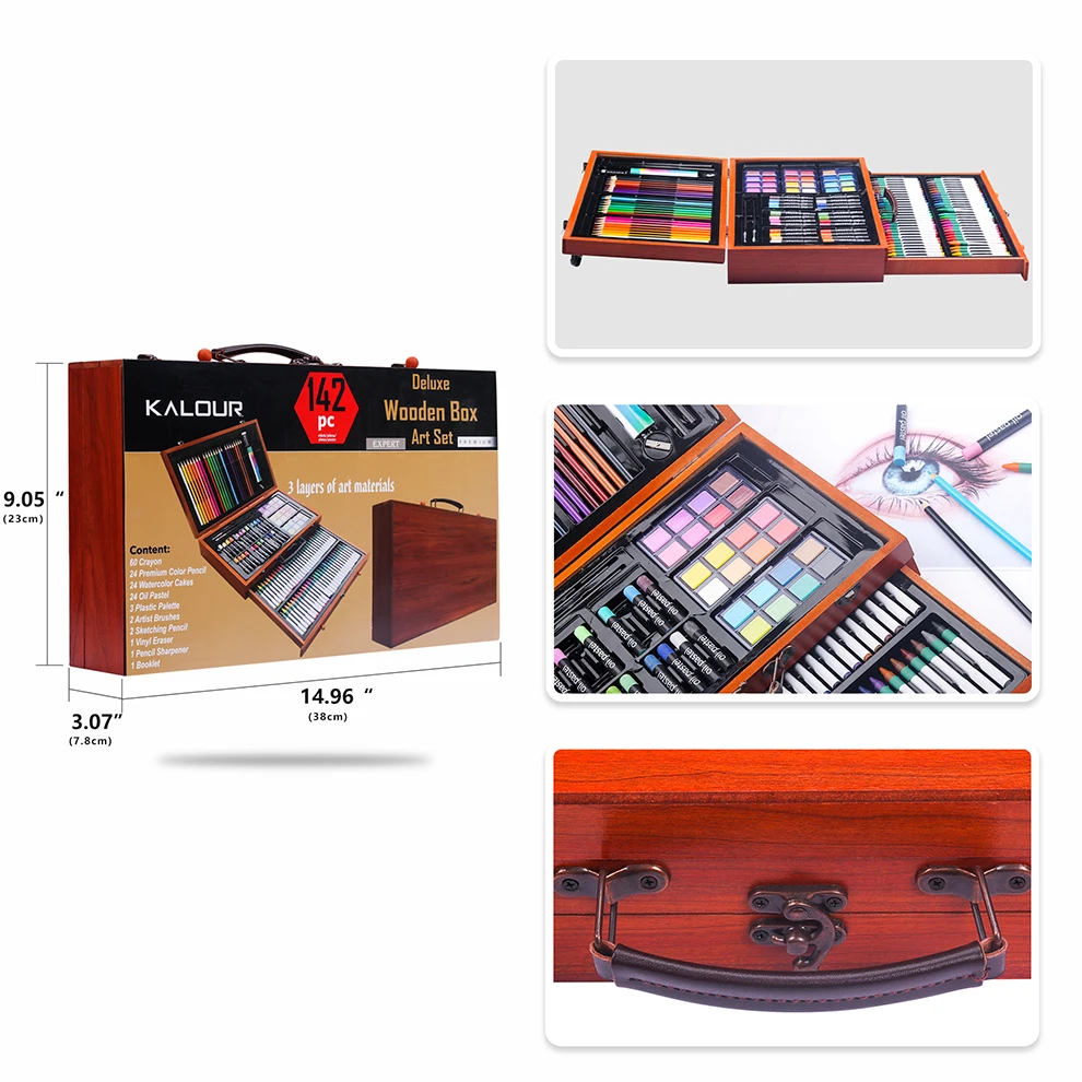 Amazon Hot Sale 142pcs Wooden Box Drawing Set for Drawing Gifts ...