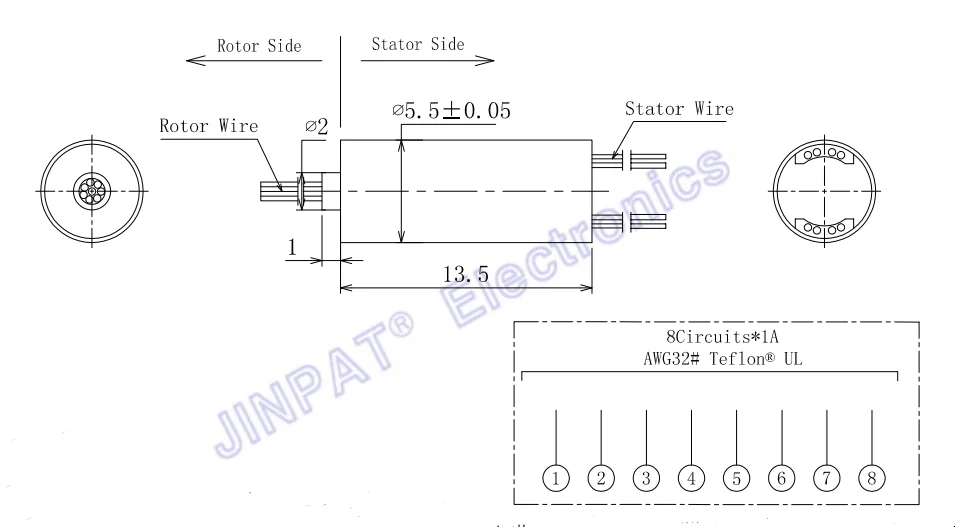 Stainless Steel Housing Micro Slip Ring Of 8 Circuits Routing 1a ...
