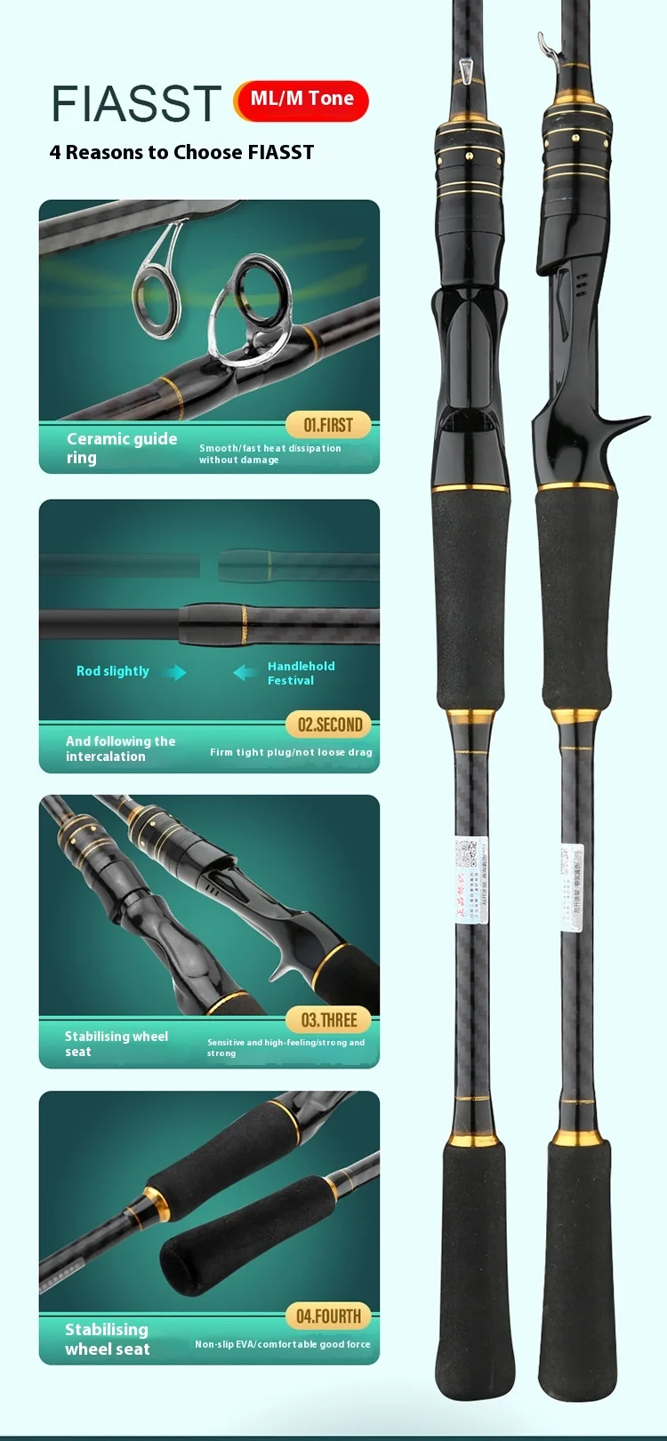 Luya Novice Entry-Level Throwing Rod Set Long-Range Casting Black Fish ...